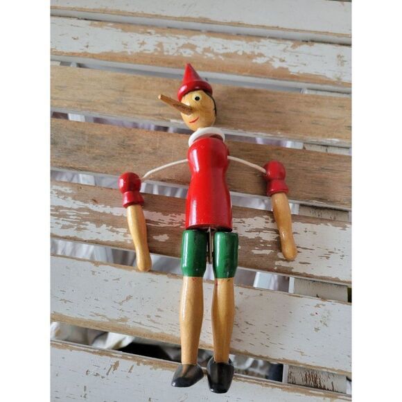 unbranded | Holiday | Vintage Italianpinocchio Wooden Jointed Toy ...